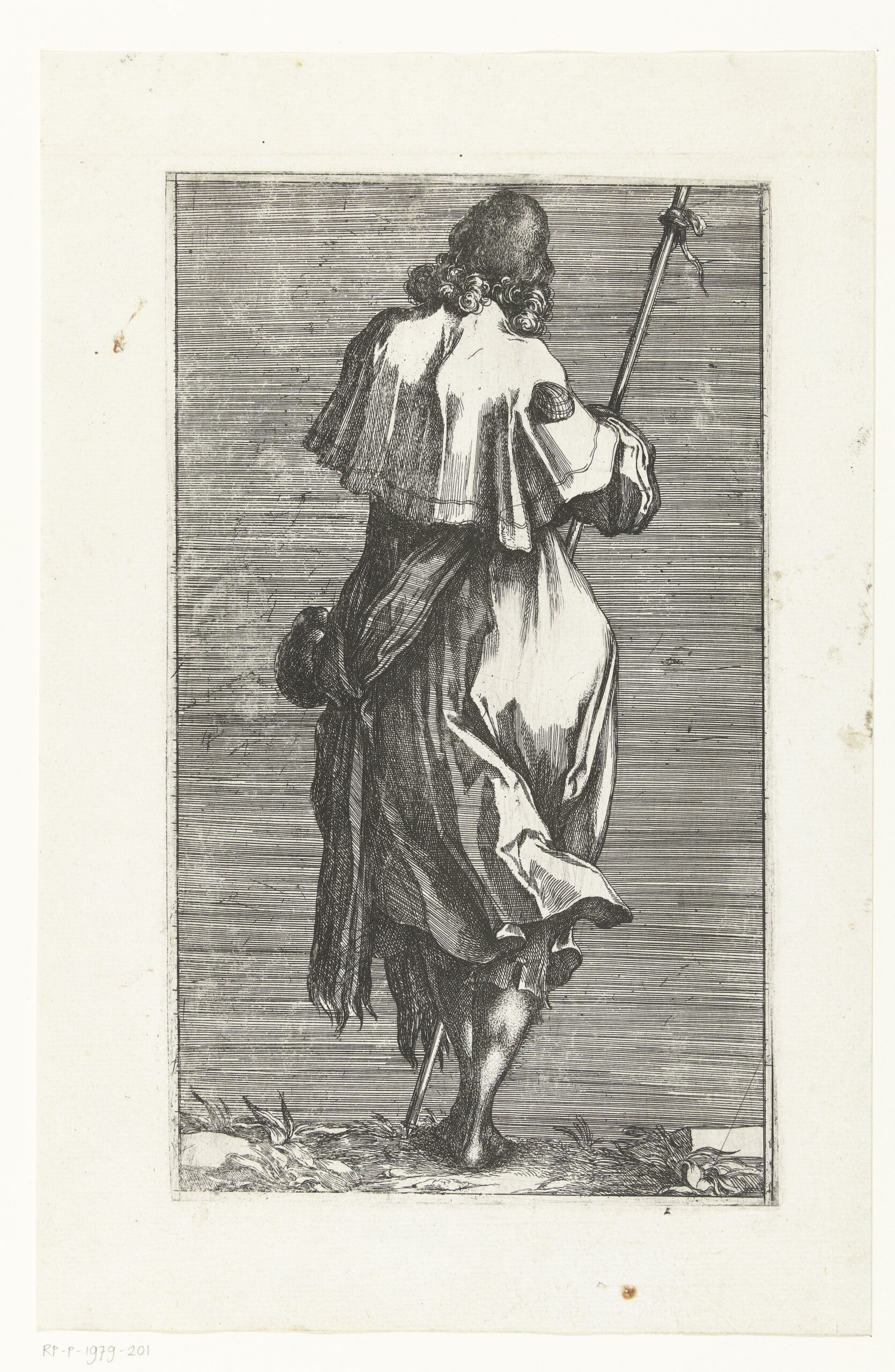 St.Jacobus op de rug gezien (prent) - Santiago